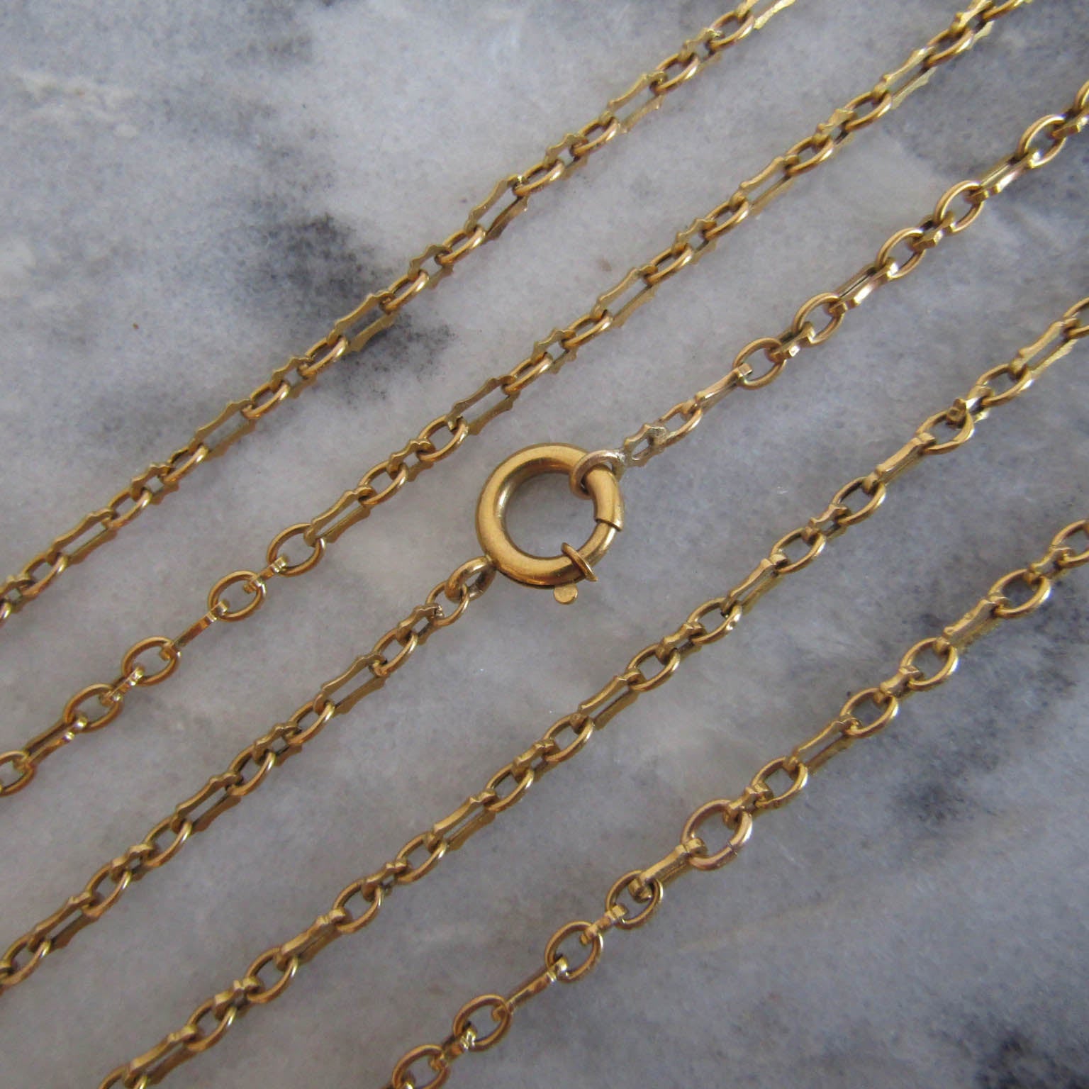 Antique 18K Solid Gold Belle Epoque French Fancy Long Guard Chain with ...